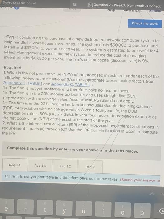 Solved DeVry Student Portal Von 13 M Question 2 - Week 7: | Chegg.com