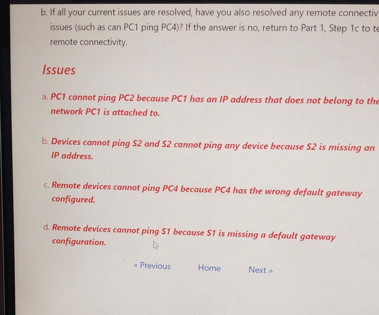 10.3.5 Packet Tracer - Troubleshoot Default Gateway | Chegg.com