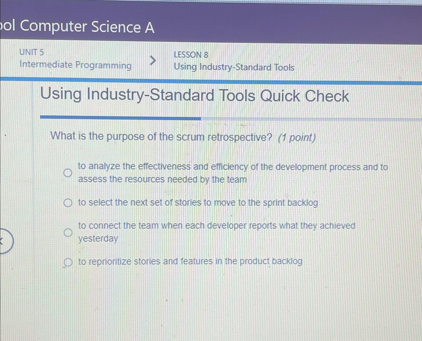 Solved ol Computer Science AUNIT 5LESSON 8Intermediate | Chegg.com