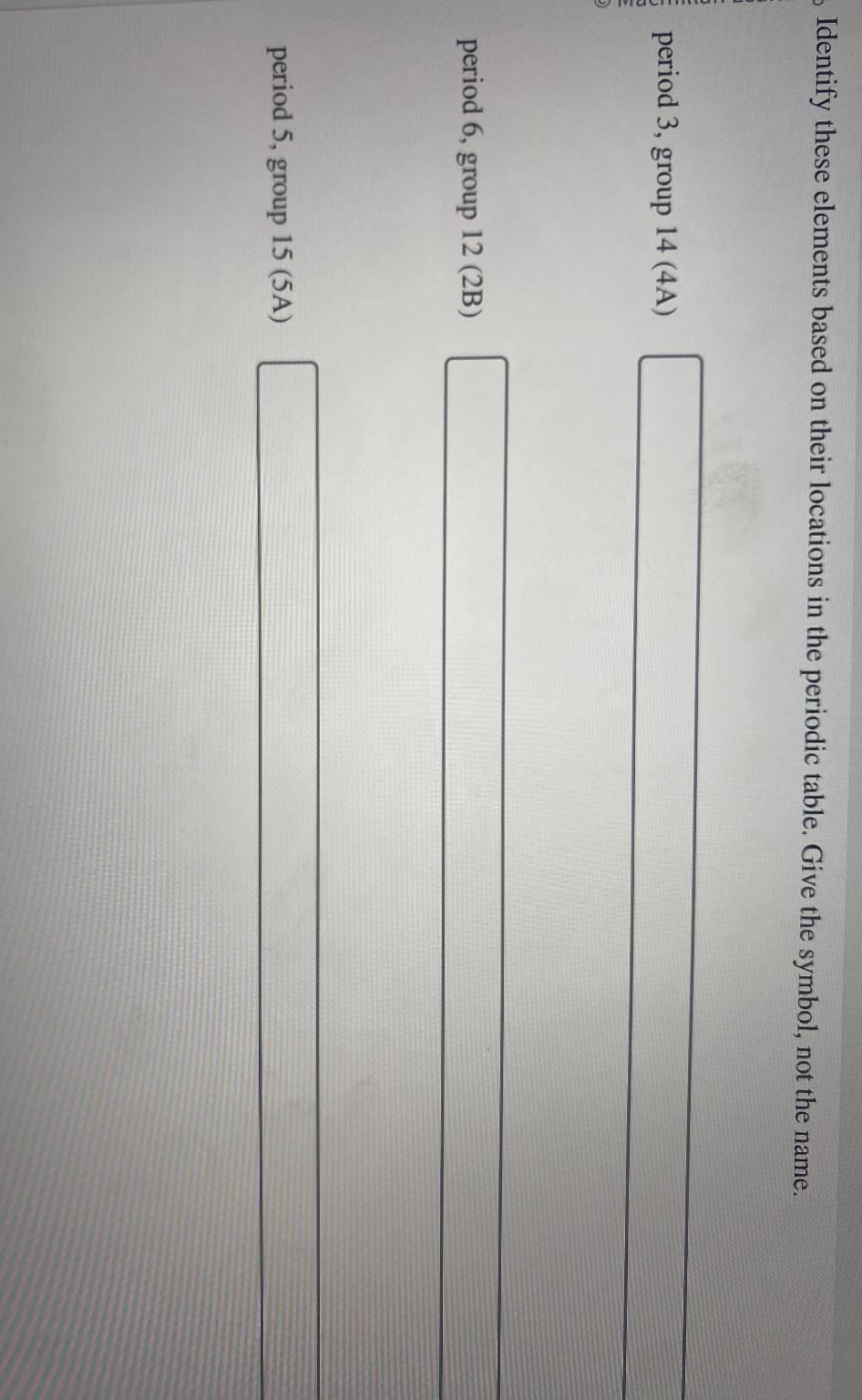 Solved Identify these elements based on their locations in | Chegg.com