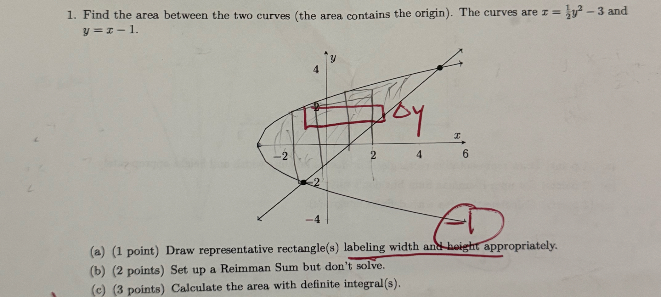 Solved Find the area between the two curves (the area | Chegg.com