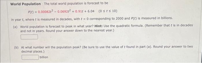 Solved World Population The total world population is | Chegg.com