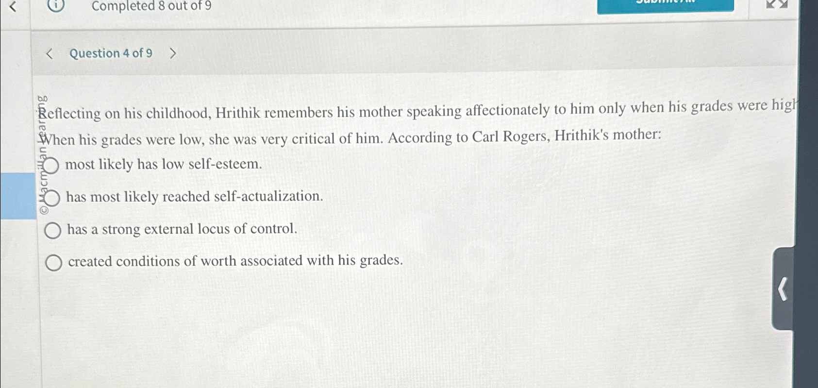 Solved Completed 8 ﻿out of 9Question 4 ﻿of 9boReflecting on | Chegg.com