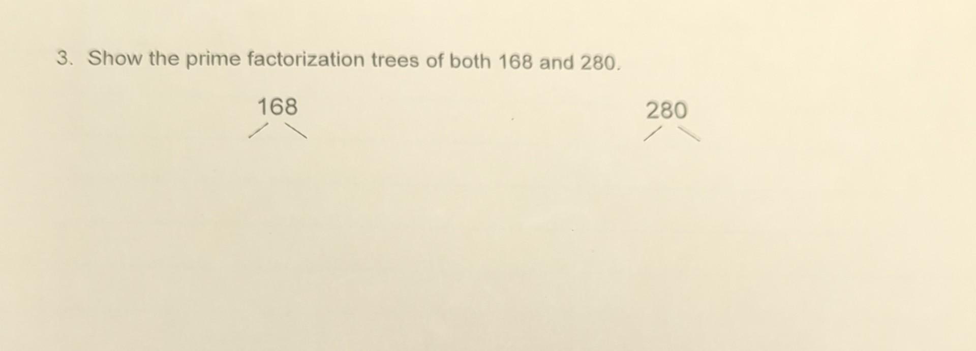 Solved 3. Show the prime factorization trees of both 168 and | Chegg.com
