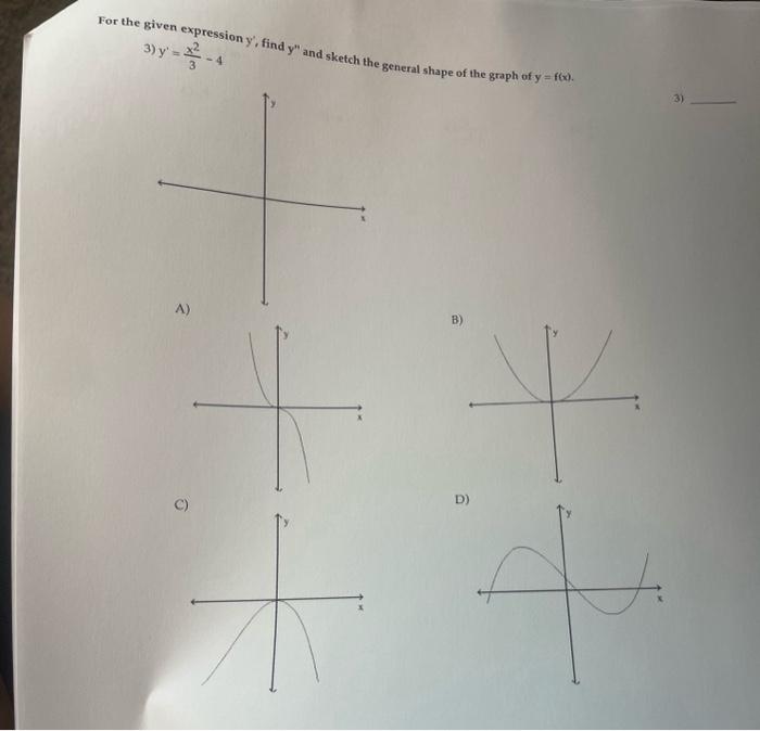 Solved 3) y′=3x2−4 | Chegg.com