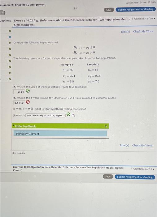 Solved Assignment Score: 82.66 signment: Chapter 10 | Chegg.com