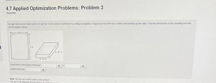 Solved 4.7 Applied Optimization Problems: Problem 3 (10 | Chegg.com