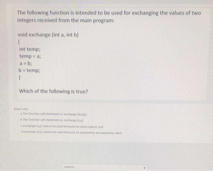 Solved The following function is intended to be used for | Chegg.com