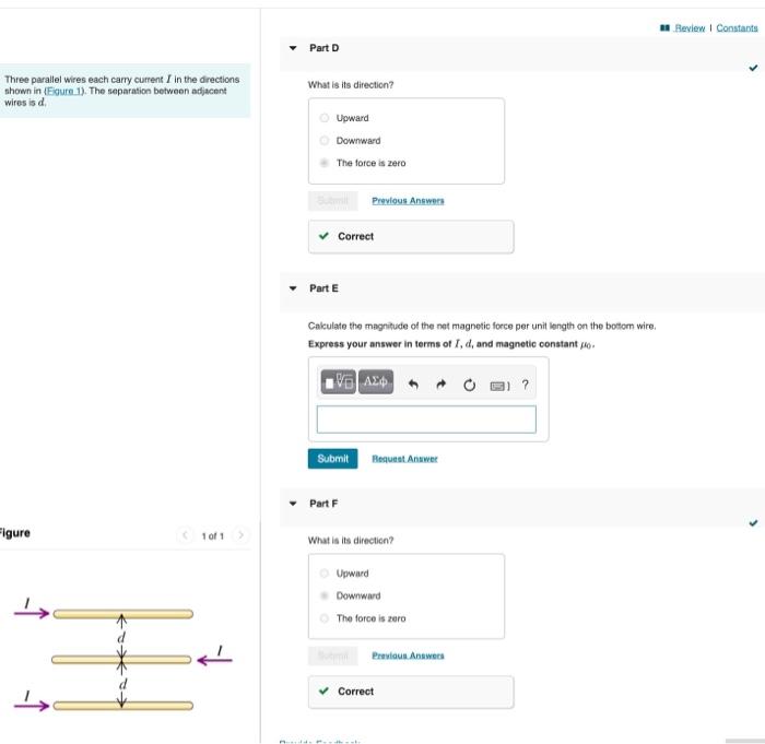 Solved Three parallel wires each carry current I in the | Chegg.com