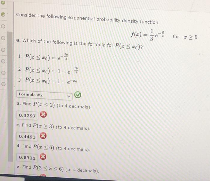 Solved Consider the following exponential probability | Chegg.com