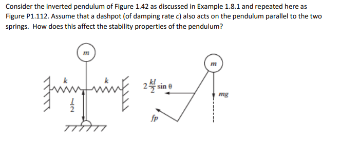 Solved Consider the inverted pendulum of Figure 1.42 ﻿as | Chegg.com