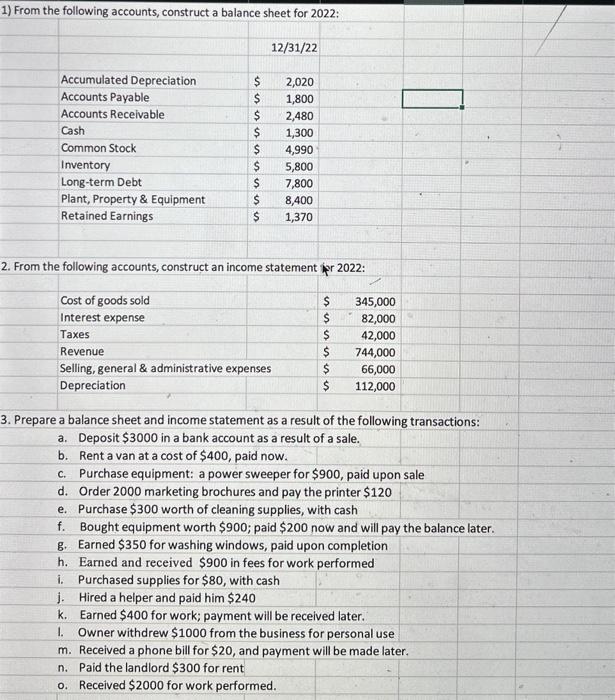 Solved 1) From the following accounts, construct a balance | Chegg.com Solved 1) From the following accounts, construct a balance | Chegg.com