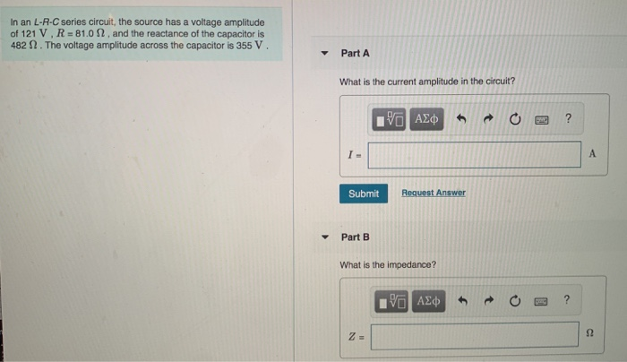 Solved In an L-R-C series circuit, the source has a voltage | Chegg.com