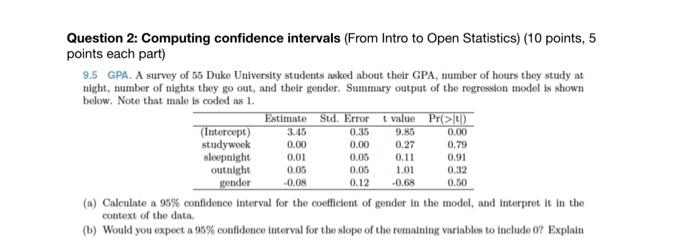 Solved Question 2 Computing Confidence Intervals From 