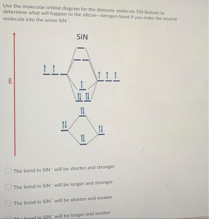 Solved Use the molecular orbital diagram for the diatomic | Chegg.com
