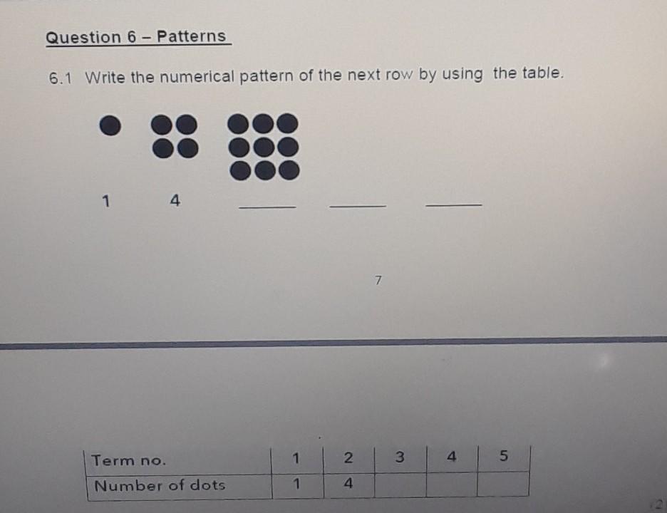 Solved 6.1 Write the numerical pattern of the next row by | Chegg.com