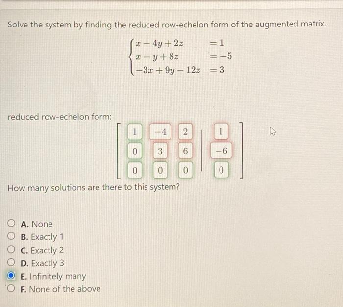 Solved Solve the system by finding the reduced row-echelon | Chegg.com