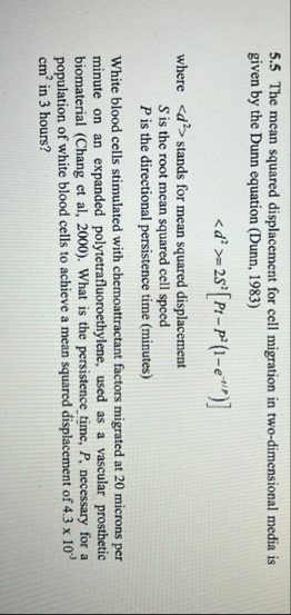 [solved] 5 5 The Mean Squared Displacement For Cell Migrati