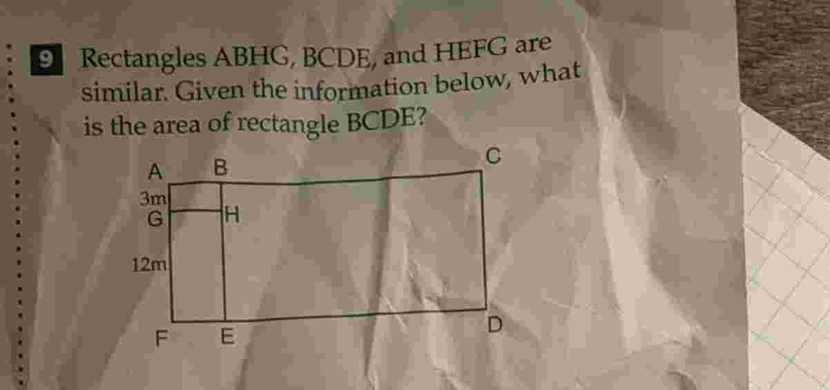9 ﻿Rectangles ABHG,BCDE, and HEFG are similar. Given | Chegg.com