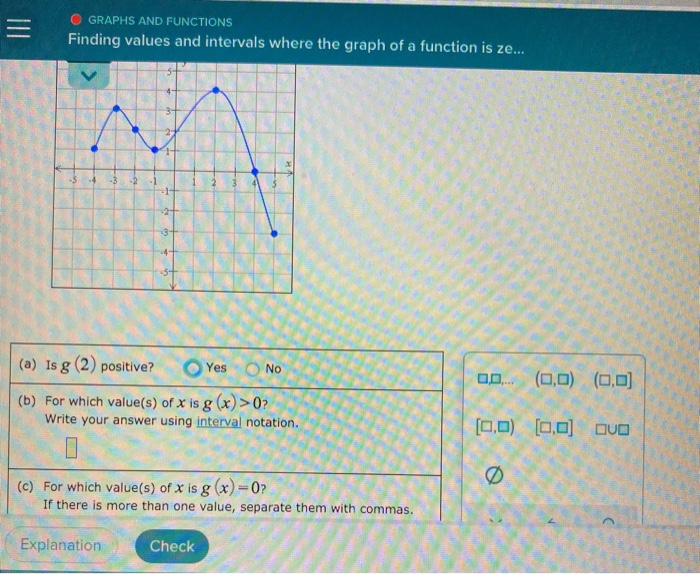 Solved = GRAPHS AND FUNCTIONS Finding values and intervals | Chegg.com