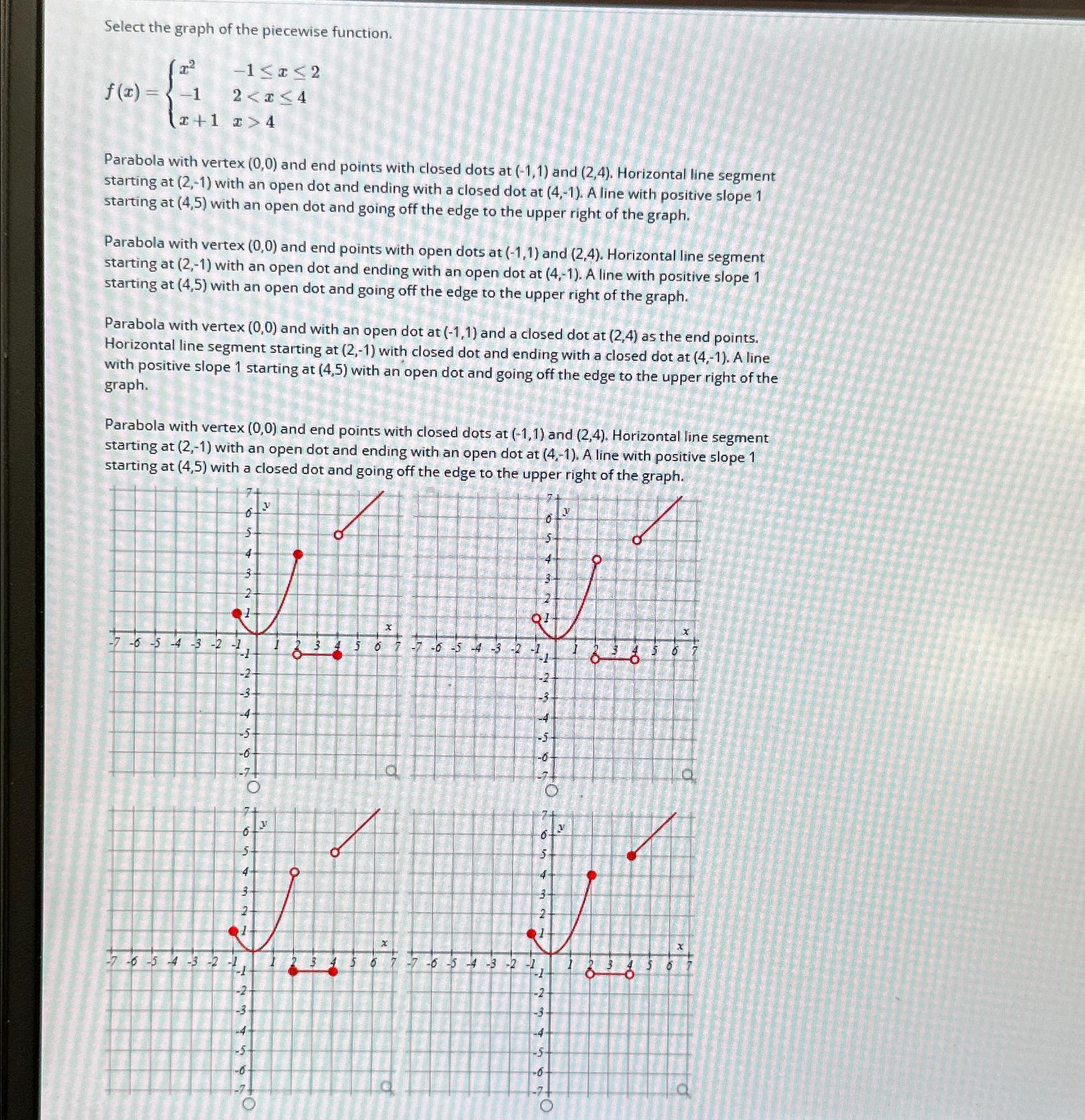Solved Select the graph of the piecewise | Chegg.com