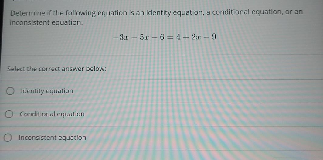 Solved Determine if the following equation is an identity | Chegg.com