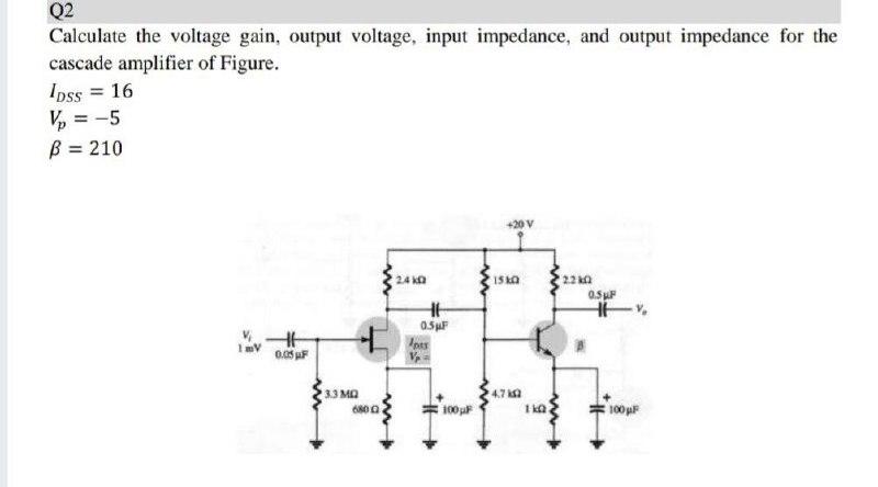 Solved Q2 Calculate the voltage gain, output voltage, input | Chegg.com
