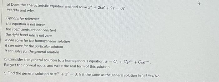 Solved a) Does the characteristic equation method solve | Chegg.com
