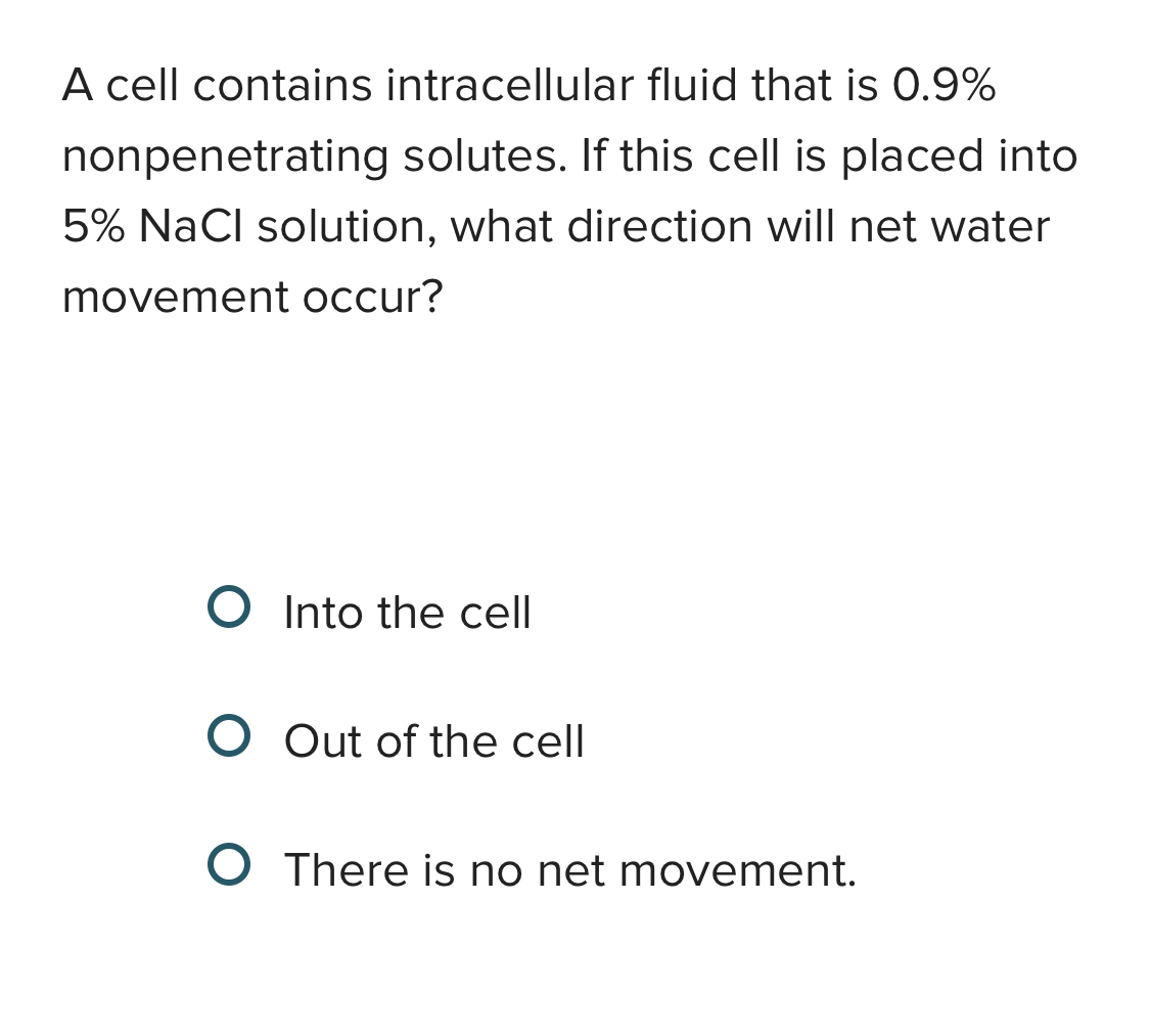 Solved A cell contains intracellular fluid that is 0.9% | Chegg.com