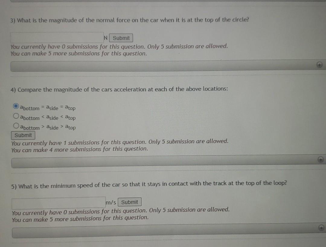 Solved Loop-the-Loop 3 In a loop-the-loop ride a car goes | Chegg.com