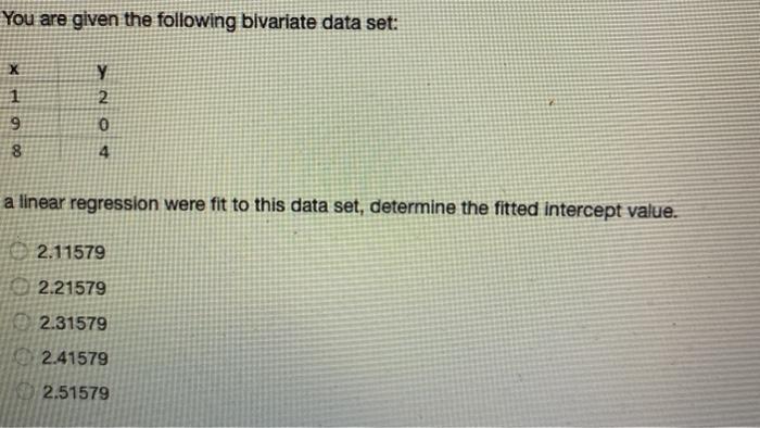 Solved You are given the following bivariate data set: y 2 | Chegg.com