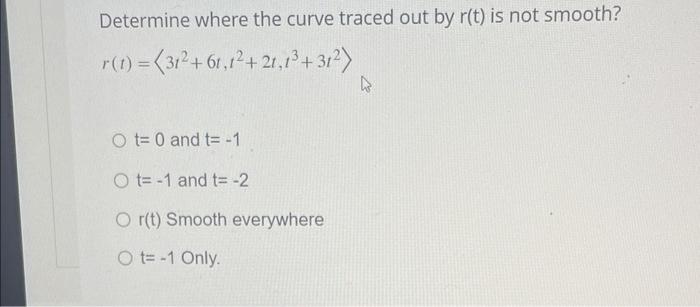 Solved Determine where the curve traced out by r(t) is not | Chegg.com