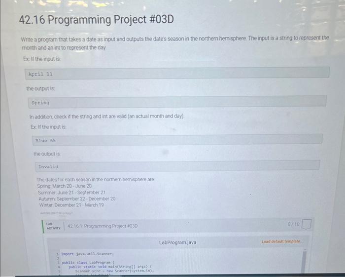 Solved Write A Program That Takes A Date As Input And
