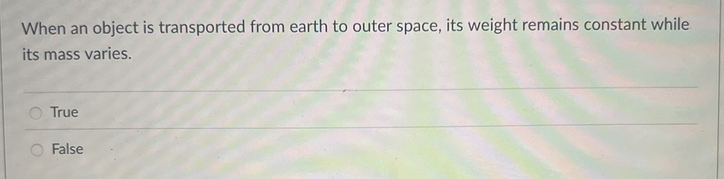 Solved When an object is transported from earth to outer | Chegg.com