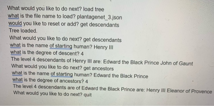 I need to make a family tree in PYTHON. The last 2 | Chegg.com