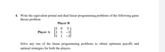 Solved 4. Write the equivalent primal and dual linear | Chegg.com