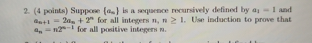 Solved (4 ﻿points) ﻿Suppose {an} ﻿is a sequence recursively | Chegg.com