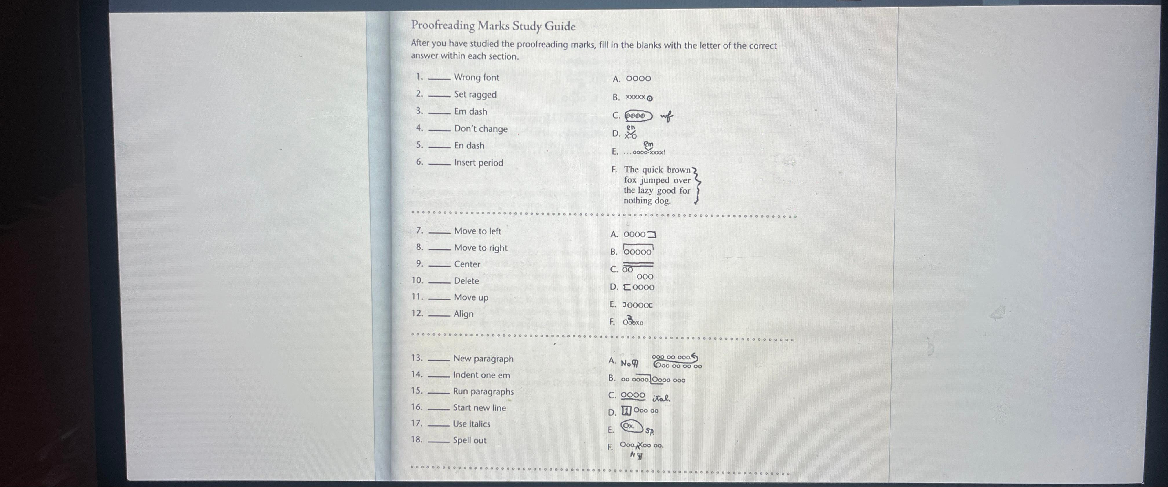 Solved Proofreading Marks Study GuideAfter you have studied | Chegg.com