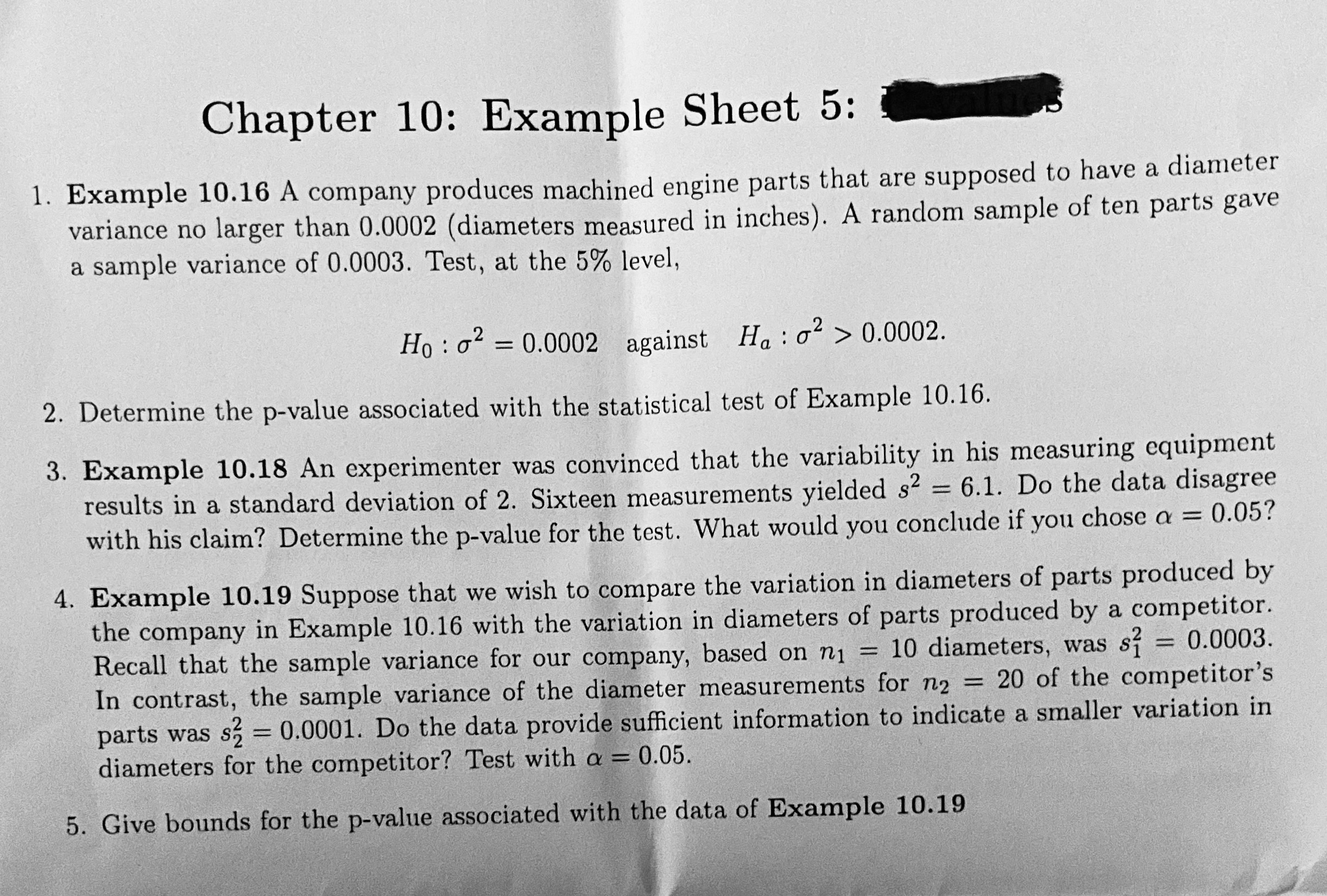 Solved Chapter 10: Example Sheet 5:Example 10.16 ﻿A company | Chegg.com