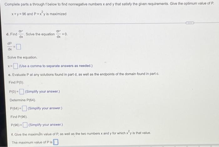 Solved Complete parts a through f below to find nonnegative | Chegg.com
