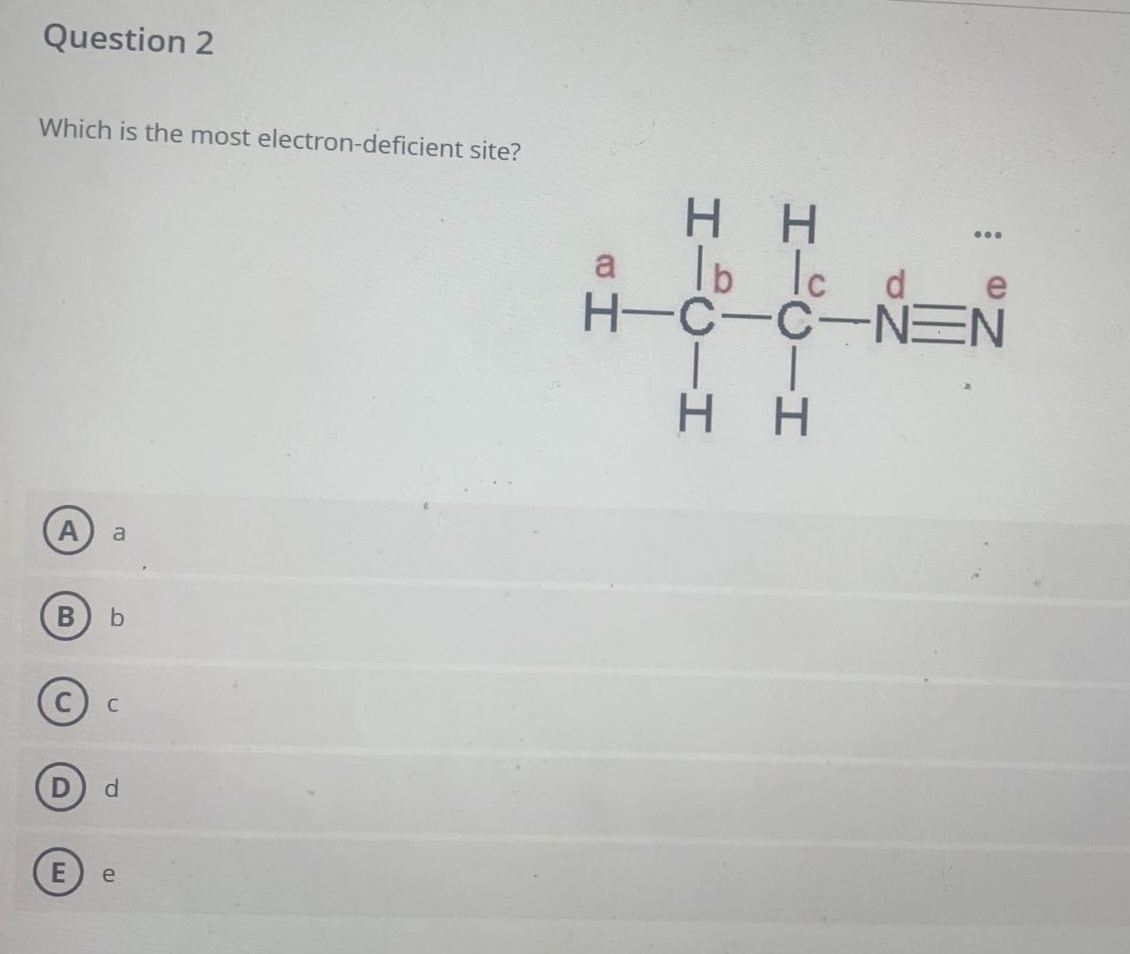 Question 2Which is the most electron-deficient | Chegg.com