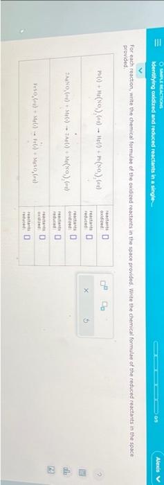 Solved For each reaction, write the chemical formulae of the | Chegg.com
