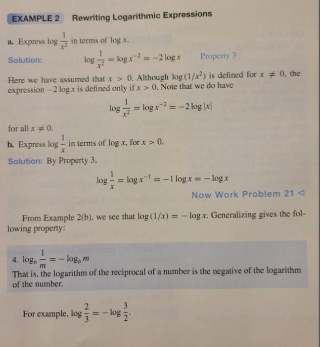 Solved a. Express logx21 in terms of logx. Solution: | Chegg.com