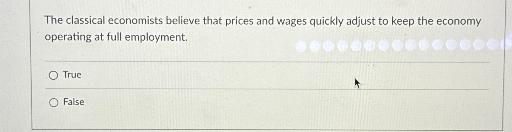 Solved The classical economists believe that prices and | Chegg.com