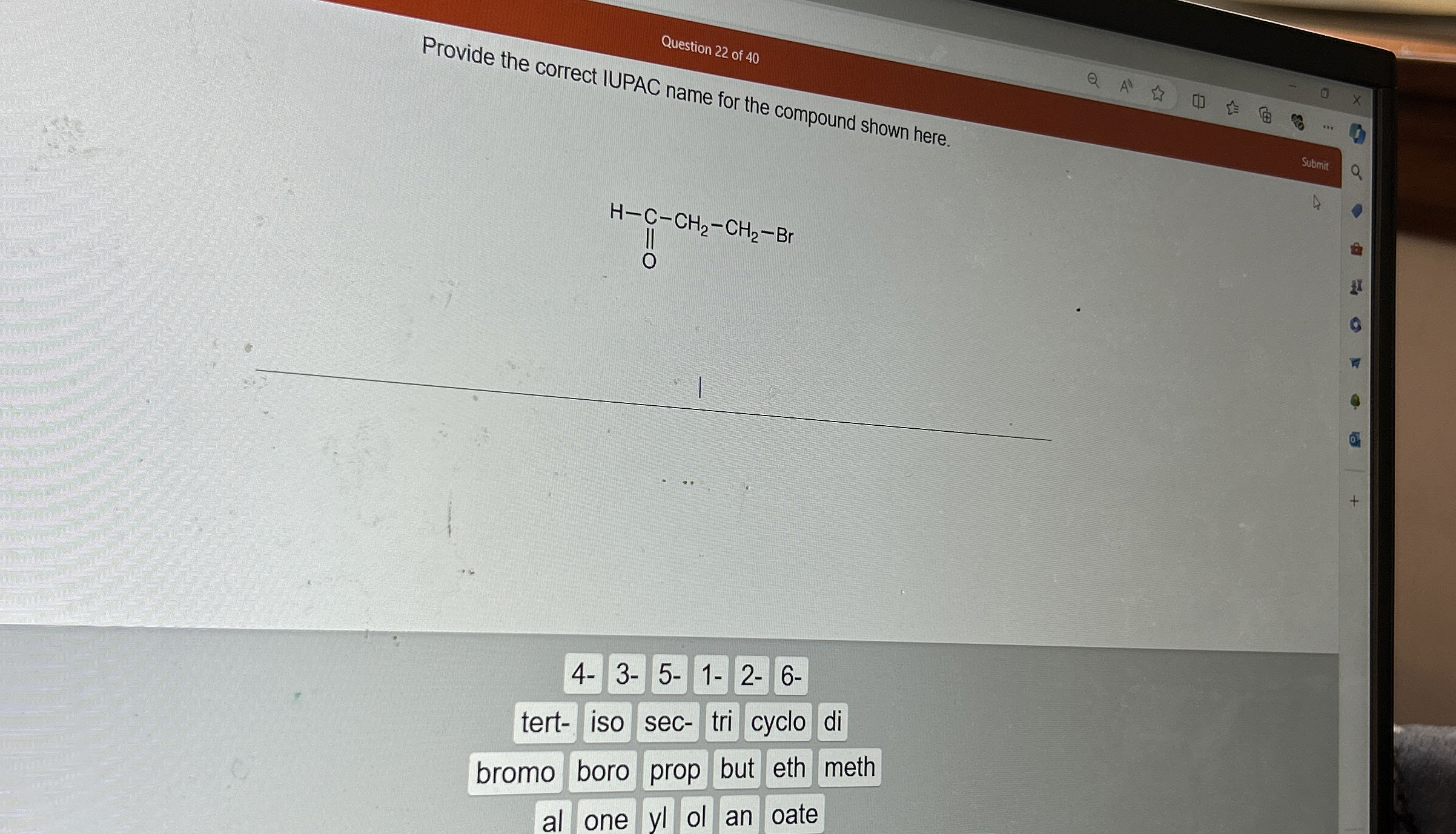 Solved Question 22 ﻿of 40Provide the correct IUPAC name for | Chegg.com