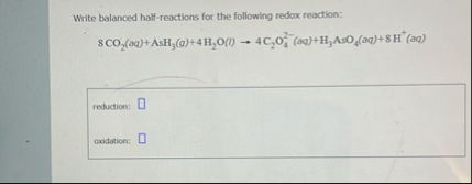 Solved Write balanced half-reactions for the following redox | Chegg.com