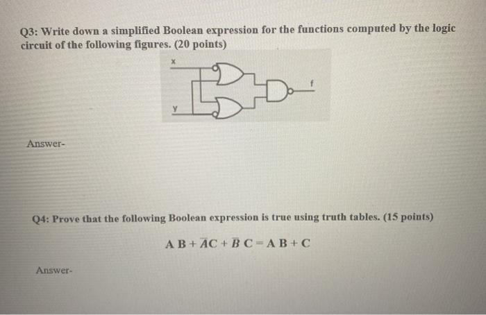 Solved Q3: Write down a simplified Boolean expression for | Chegg.com