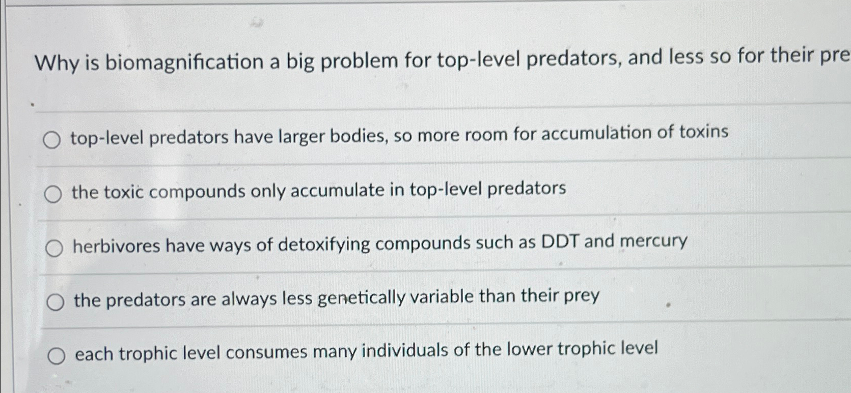 Solved Why is biomagnification a big problem for top-level | Chegg.com
