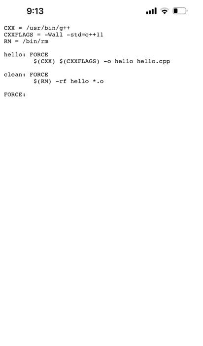 Solved 9:13 CXX =/ usr / bin/g++ CXXFLAGS =− Wall -std=c++11 | Chegg.com
