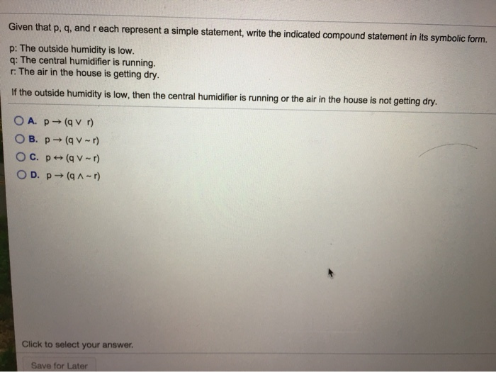 Solved Given that p, q, and reach represent a simple | Chegg.com
